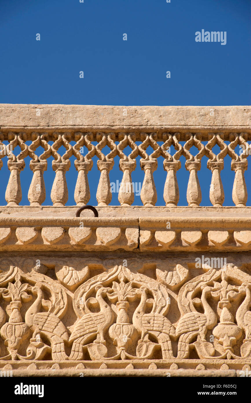 Railing of rani ka mahal, sonar fort, jaisalmer, rajasthan, india, asia ...
