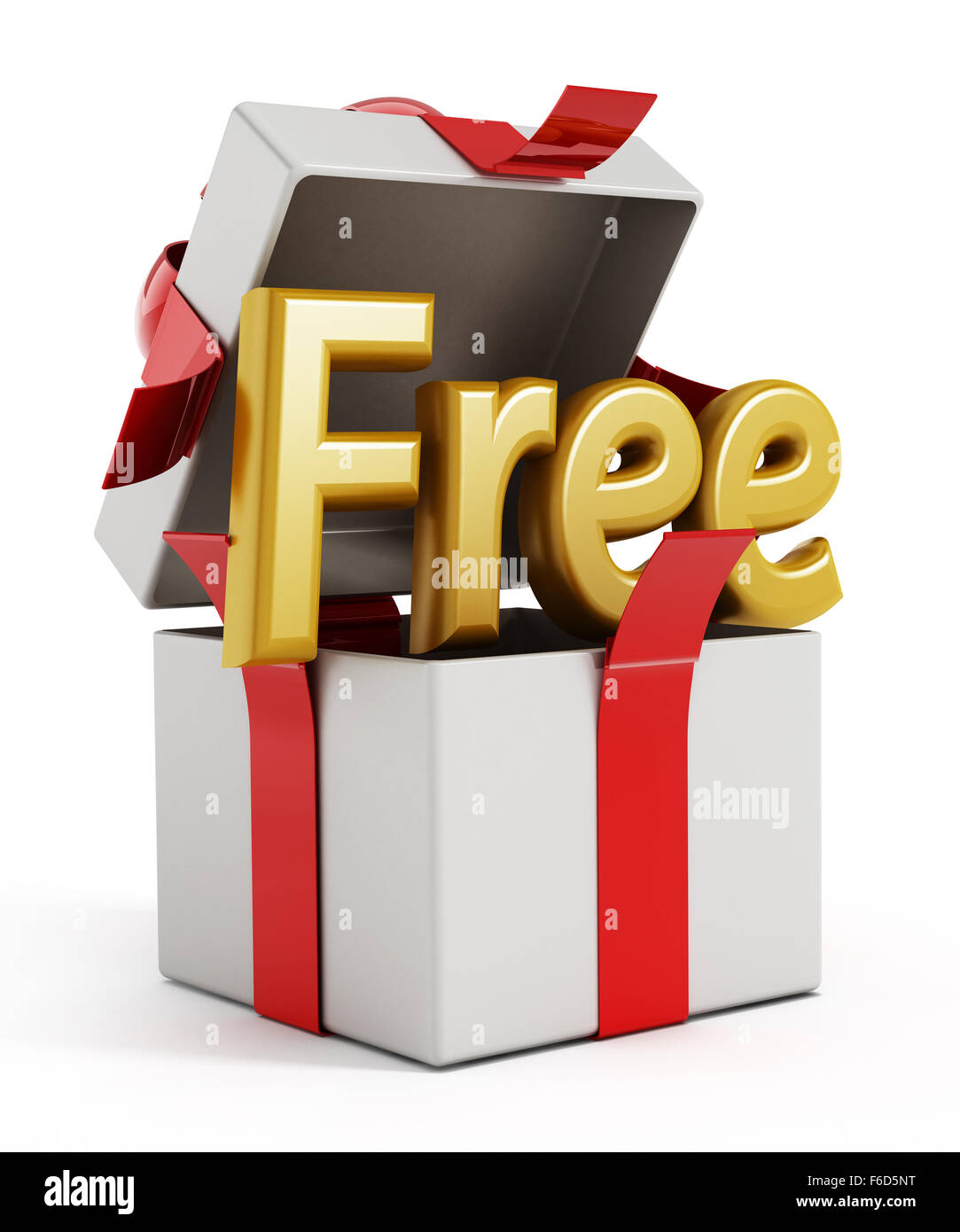 Free word inside half open gift package isolated on white background ...