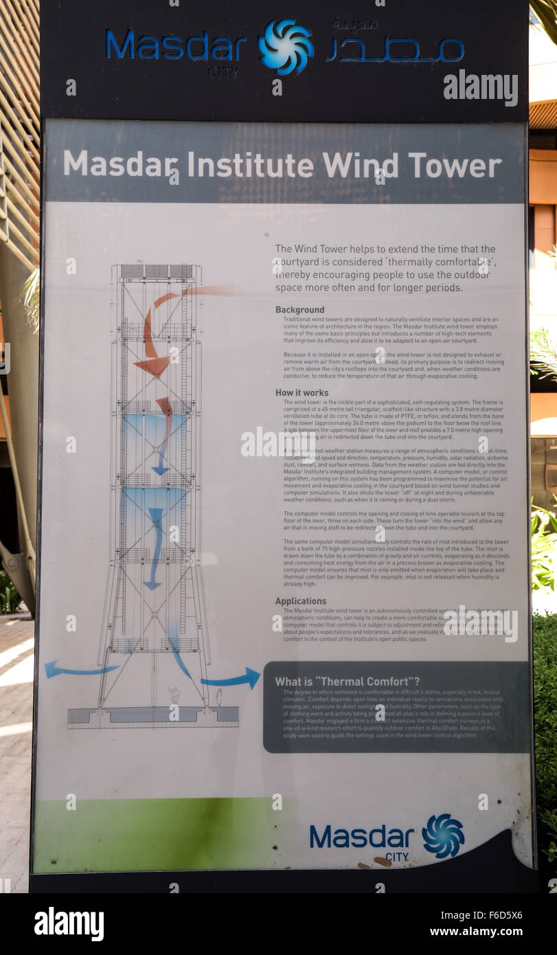 Wind Tower at Masdar City - Technical Details Stock Photo - Alamy