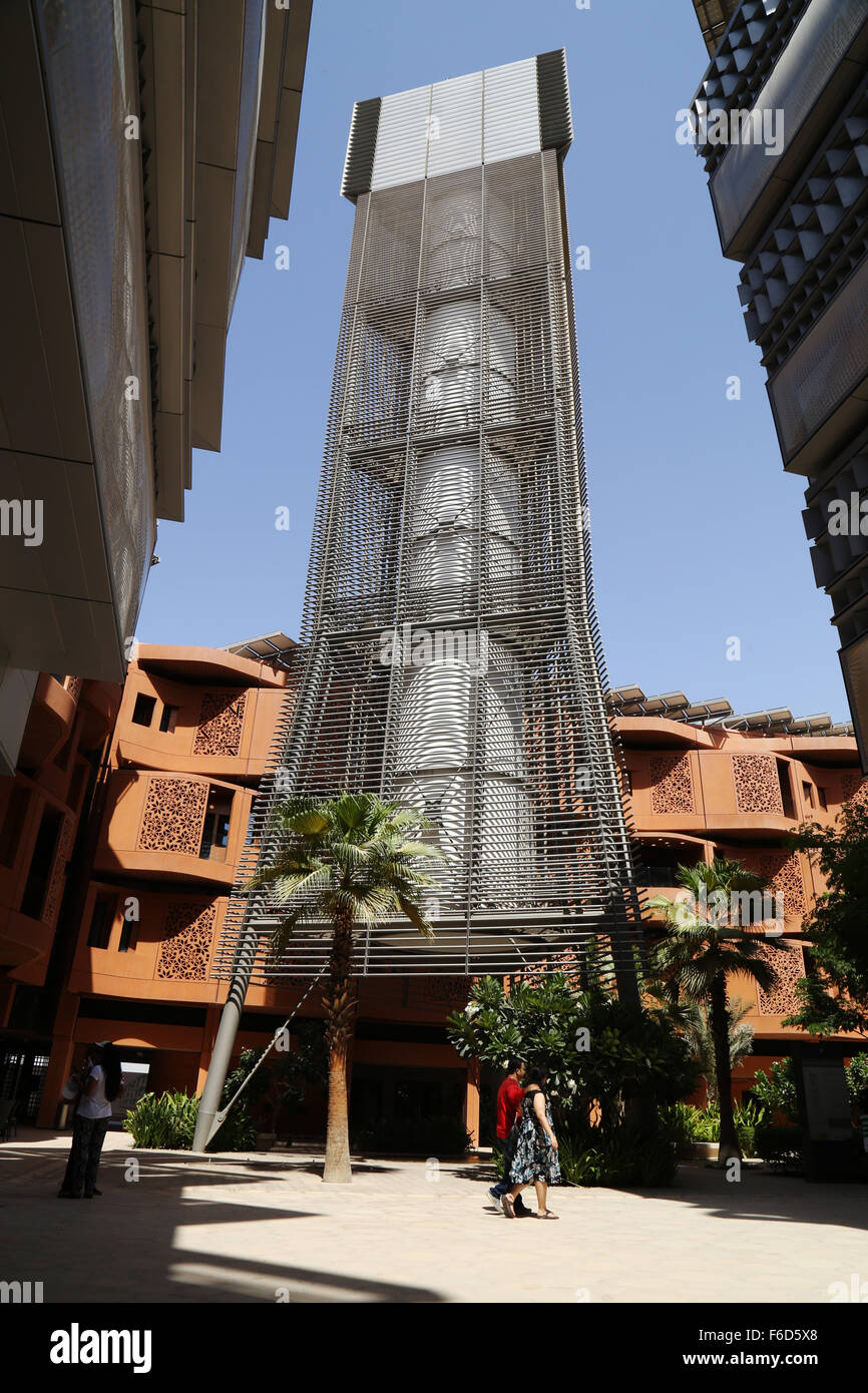 Masdar city wind tower hi-res stock photography and images - Alamy