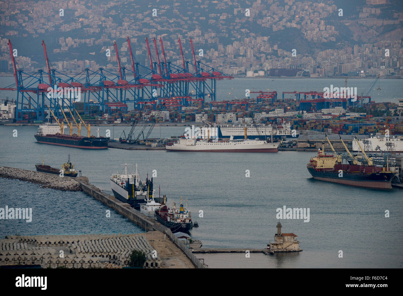 LEBANON, Beirut, port and container terminal of Beirut / LIBANON ...
