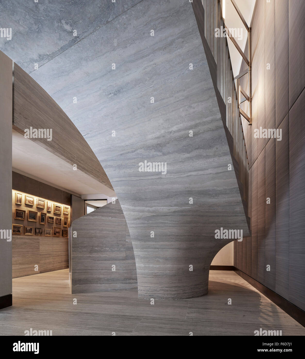 Stairway soffit from lower hall. Travertine Stair, London, United ...