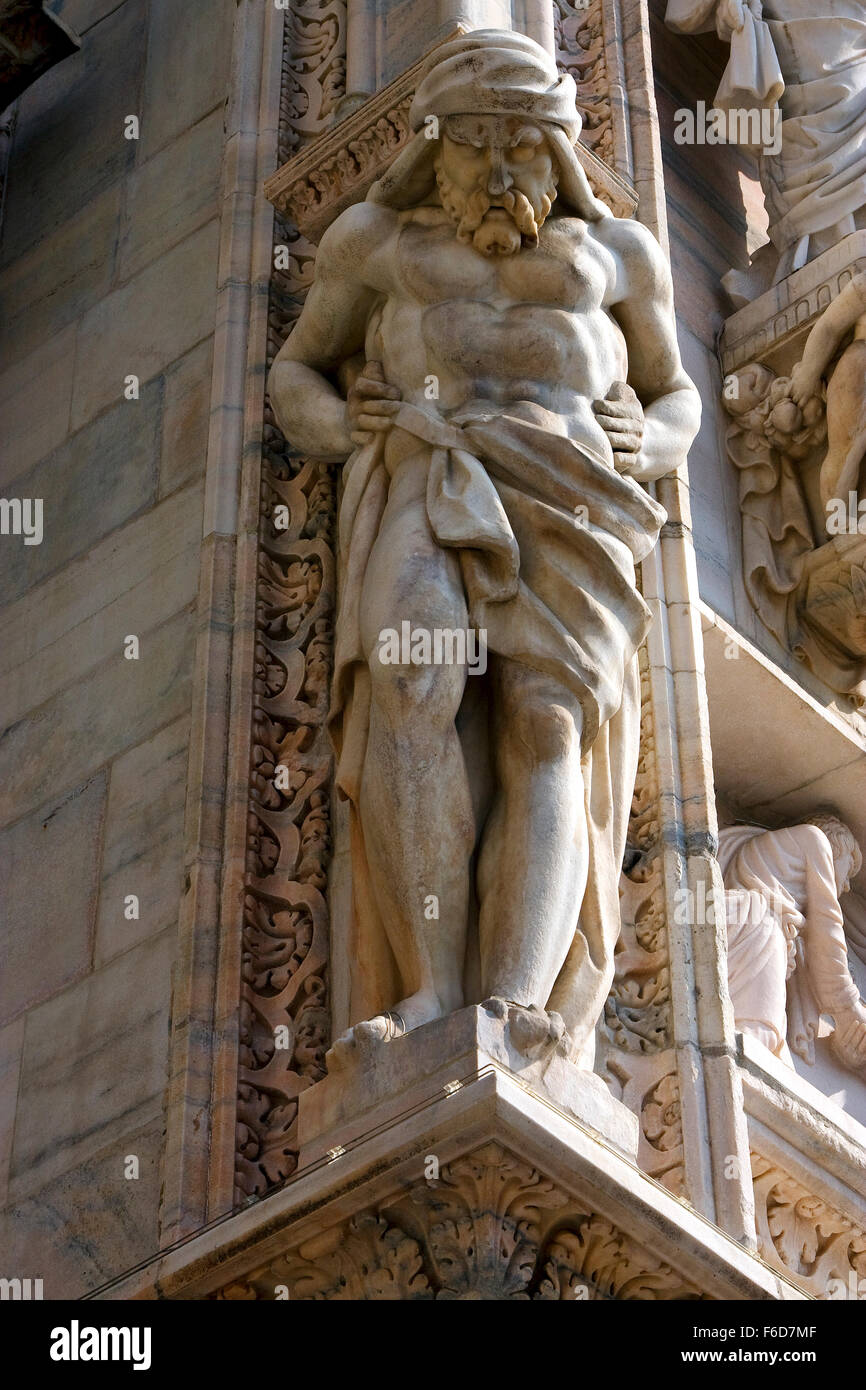 statue of a men in the front of the duomo church in milan italy Stock ...