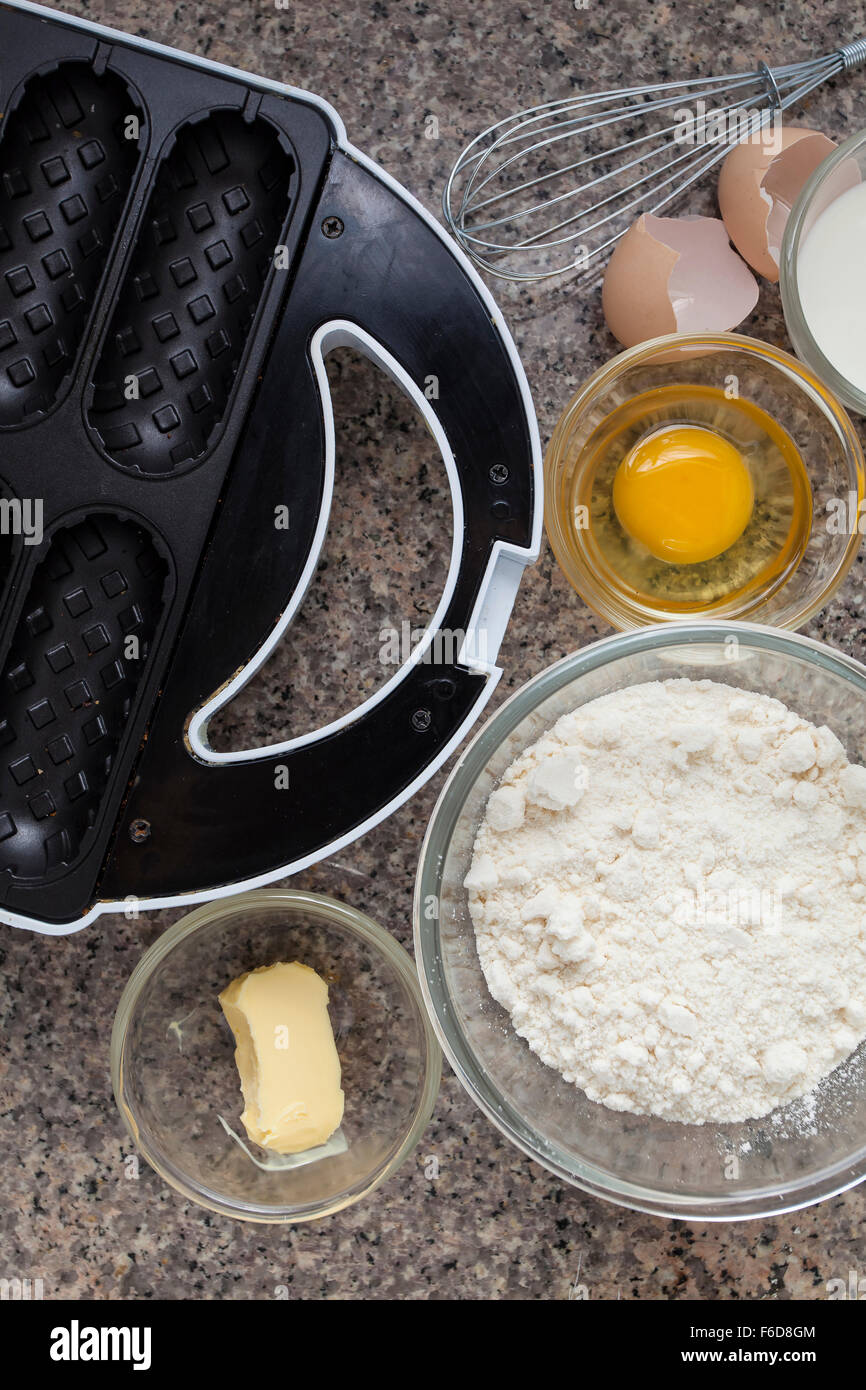 preparation waffles. All ingredients needed for waffles Stock Photo - Alamy