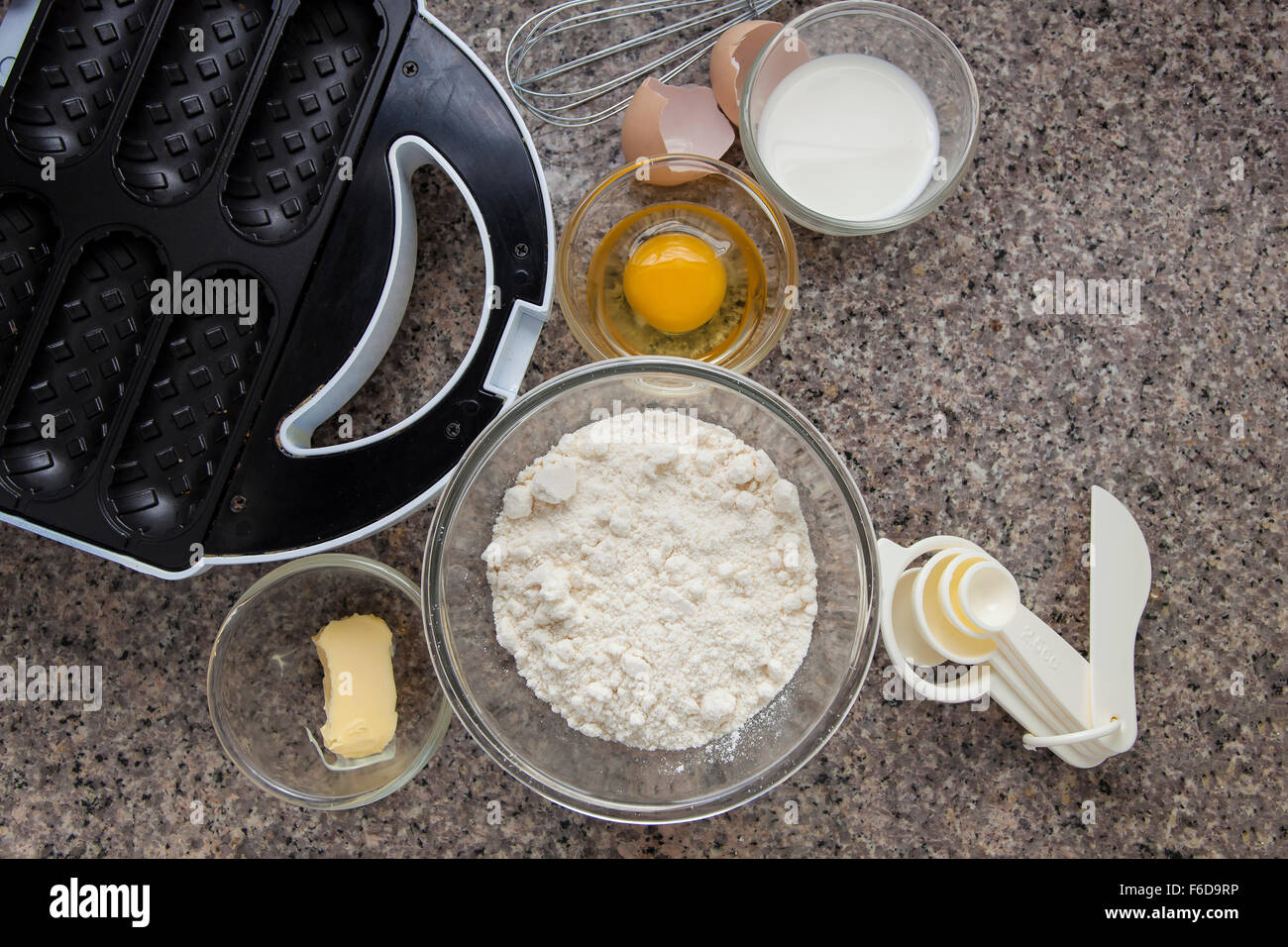 preparation waffles. All ingredients needed for waffles Stock Photo - Alamy