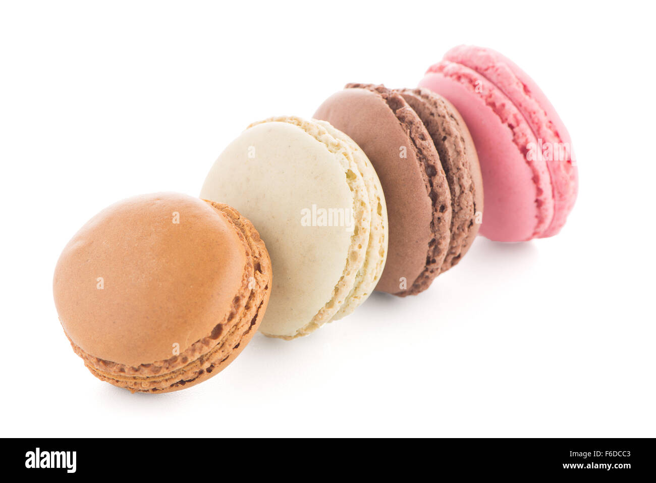 Colorful French Macarons on the white background Stock Photo - Alamy