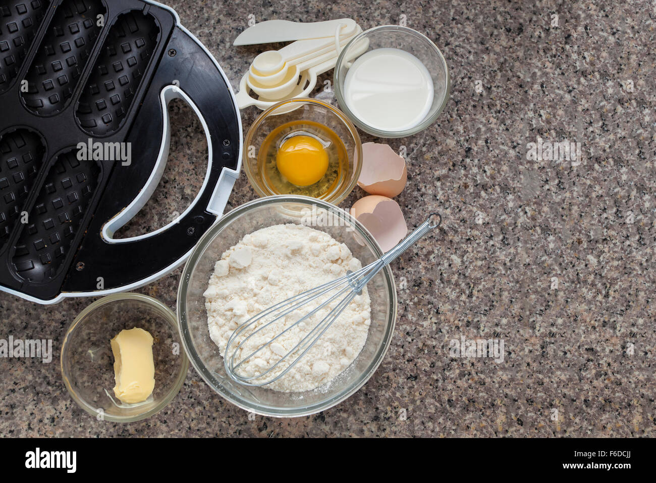 preparation waffles. All ingredients needed for waffles Stock Photo - Alamy