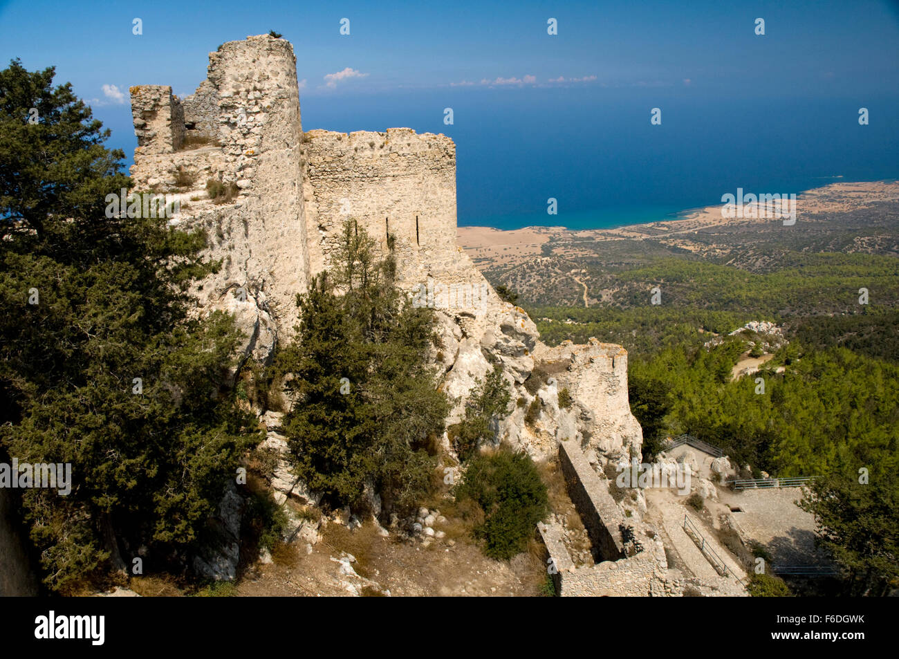 Kantara Castle, Northern Cyprus looking towards the Panhandle Stock ...