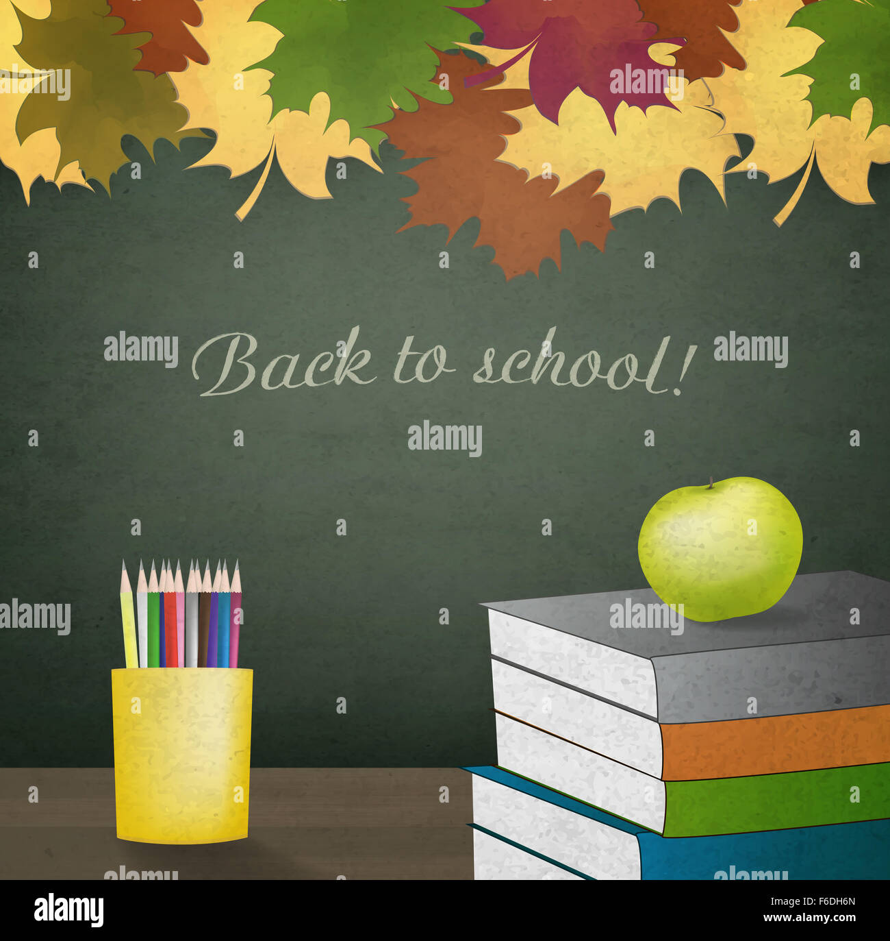 Background With School Blackboard, Wooden Desk, Maple Leafs ...