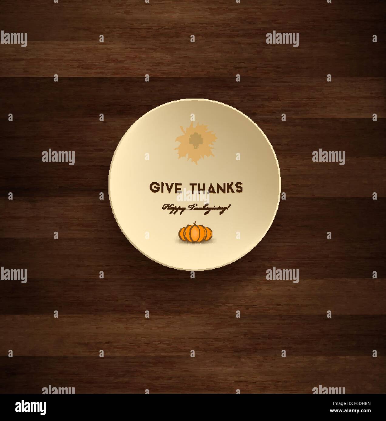 Thanksgiving Day Wooden Background With Plate And Title Inscription ...