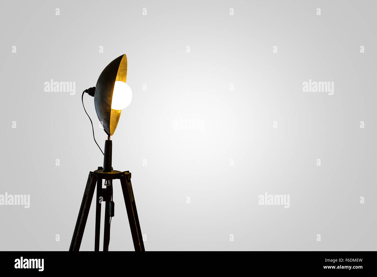 Close up side view of spotlight lighting with bright white bulb, on ...