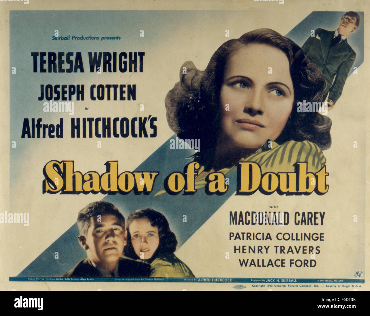 RELEASE DATE: August 16, 1943. MOVIE TITLE: Shadow of a Doubt. STUDIO ...