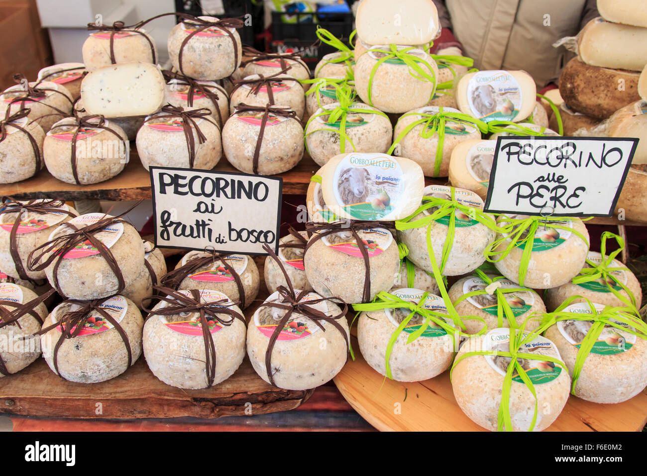 Moncalvo, Italy - October 18,2015: Closeup of Italian cheese at the ...