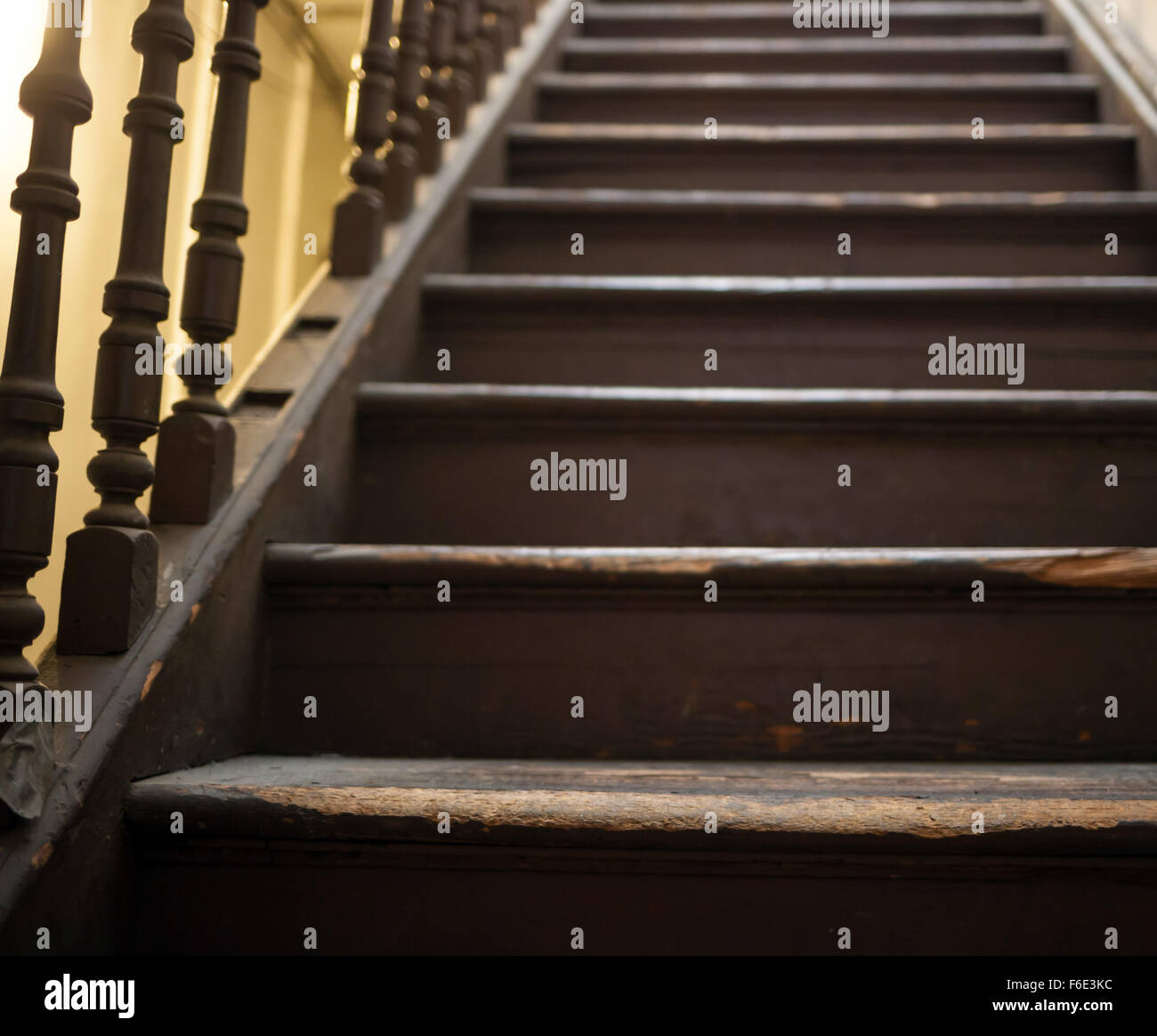 Vintage stairs, selective focus on the wooden steps Stock Photo - Alamy