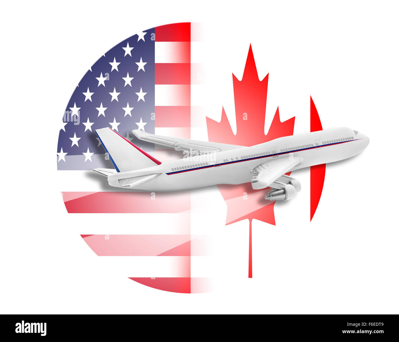 Plane, United States and Canada flags Stock Photo - Alamy