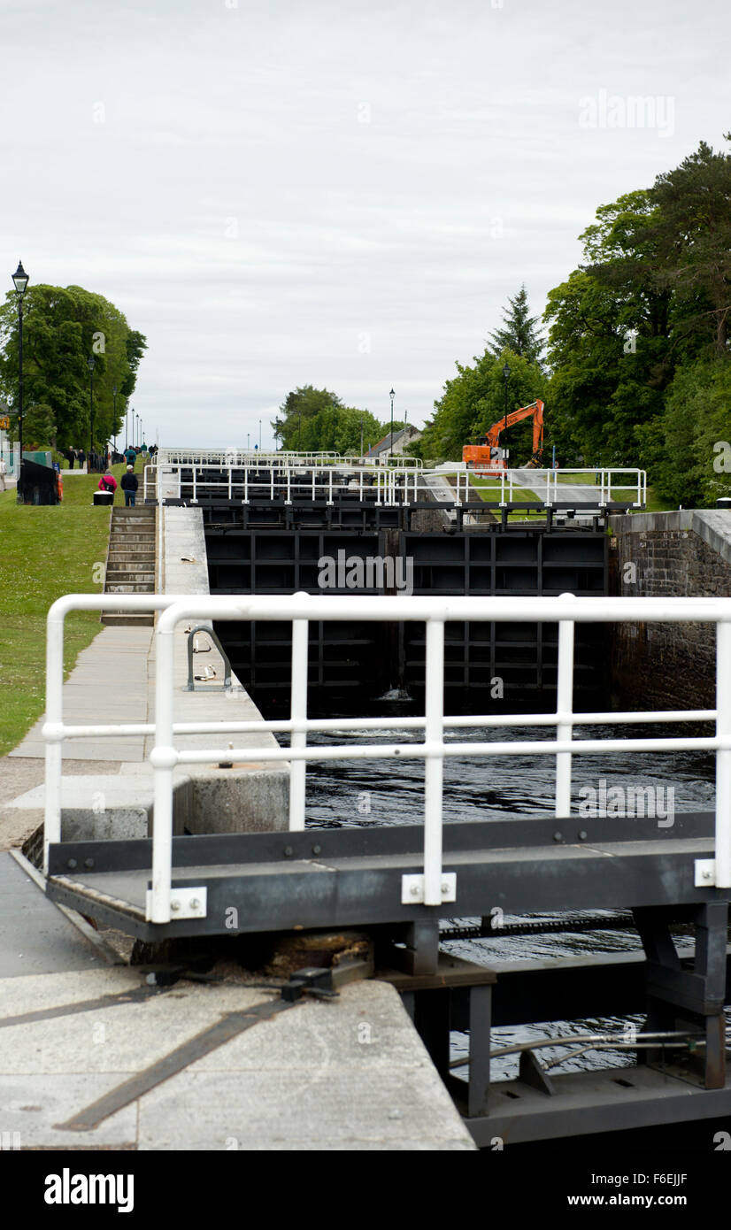 Neptunes staircase. A series of eight lock gates on the Caledonian ...