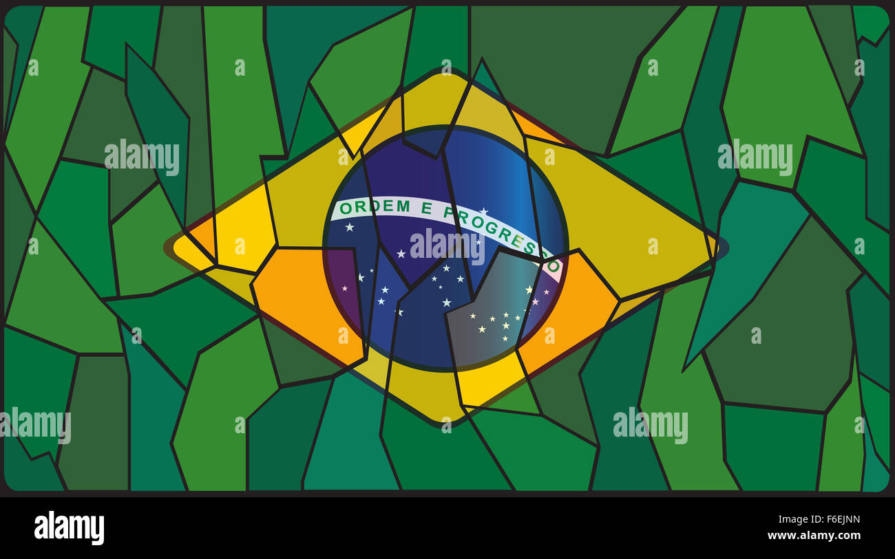 A Brazil Flag on a stained glass window design Stock Photo - Alamy