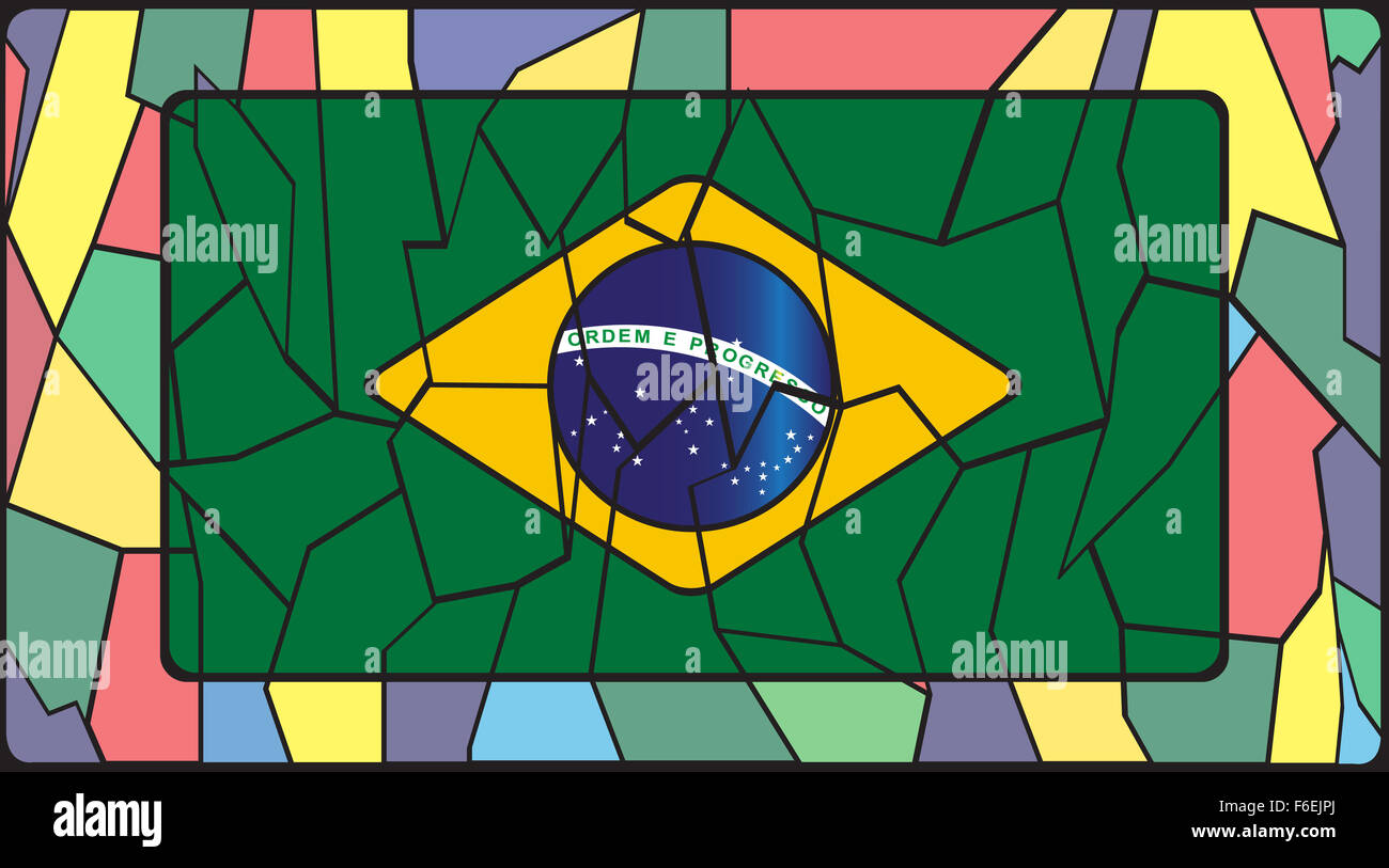 A Brazil Flag on a stained glass window design Stock Photo - Alamy