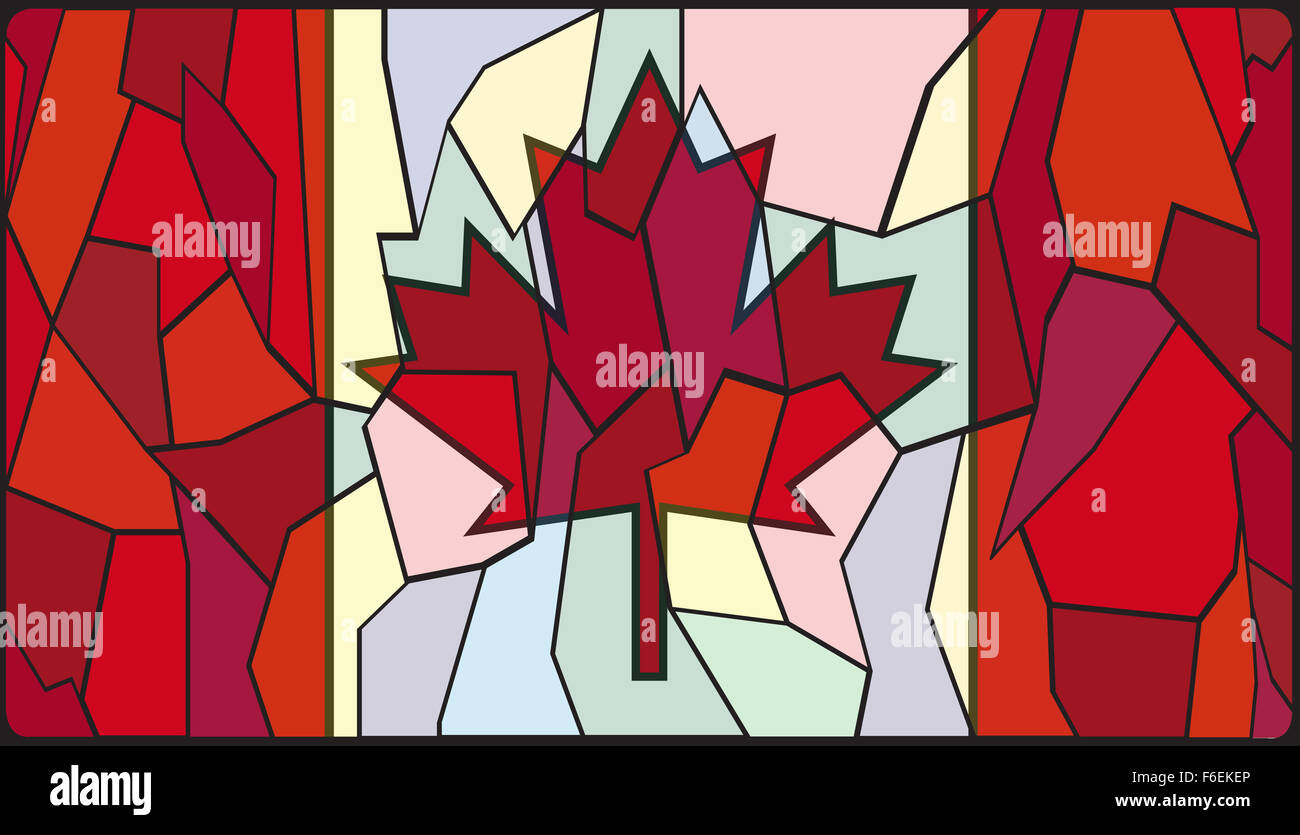 A Canadian Flag on a stained glass window design Stock Photo - Alamy