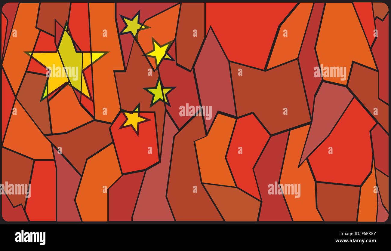 A Chinese Flag on a stained glass window design Stock Photo - Alamy