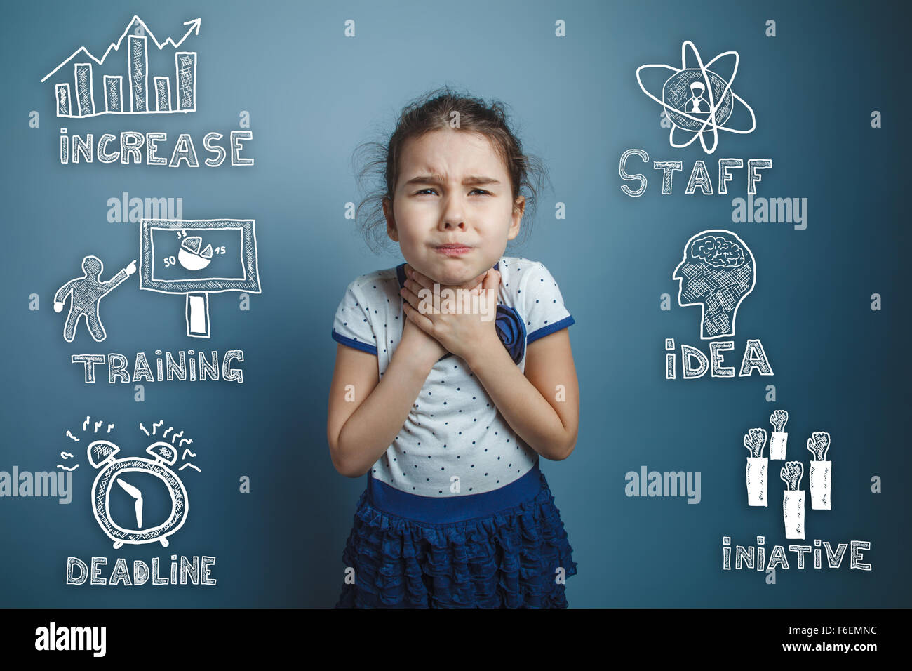 teen girl holding hands around the neck choking thumbnail icons Stock ...