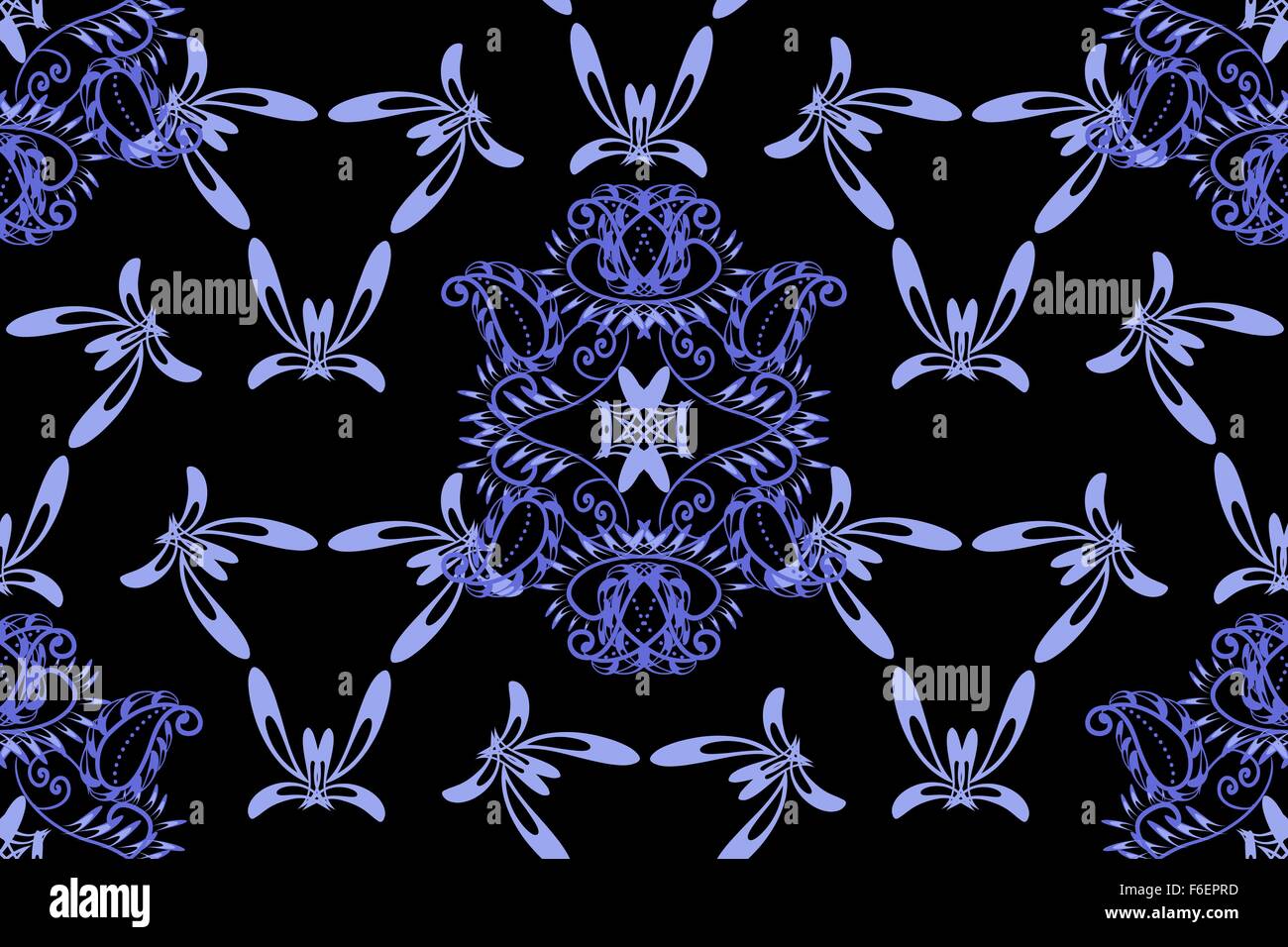Illustration with floral ornament in blue tones Stock Vector Image ...