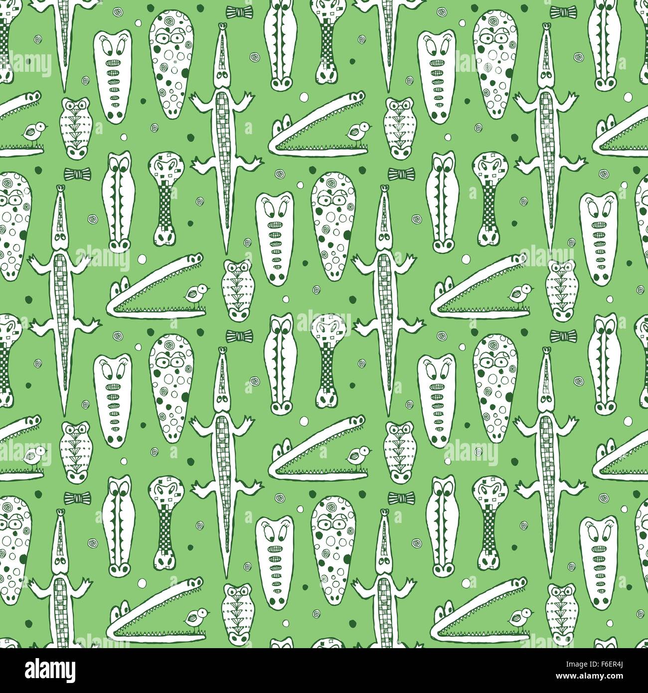 Sketch crocodile seamless pattern in vintage style, vector Stock Vector ...