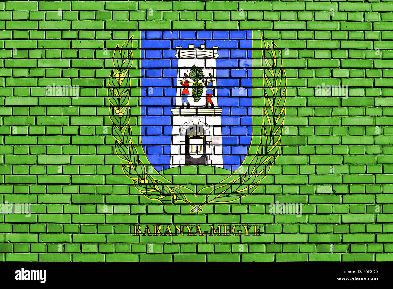 flag of Baranya County painted on brick wall Stock Photo - Alamy