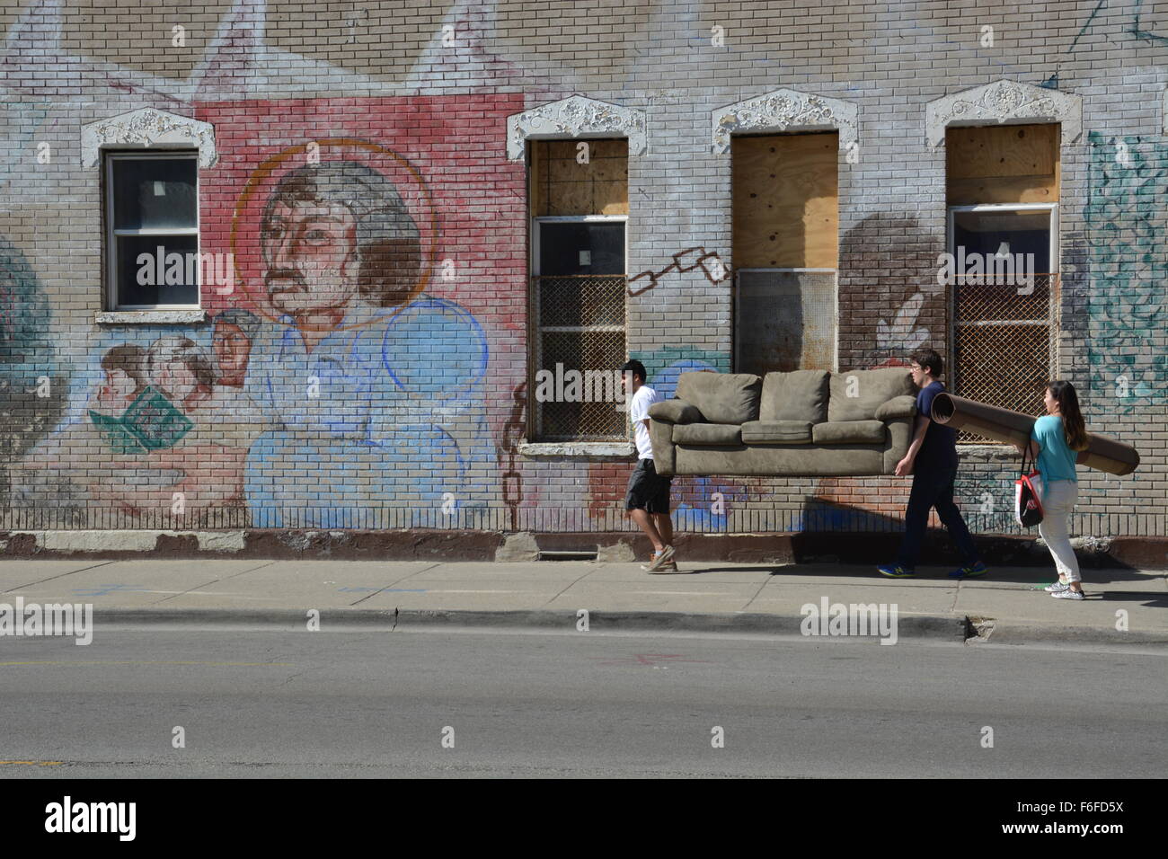 Moving day on 18th Street in the Pilsen neighborhood of Chicago Stock ...