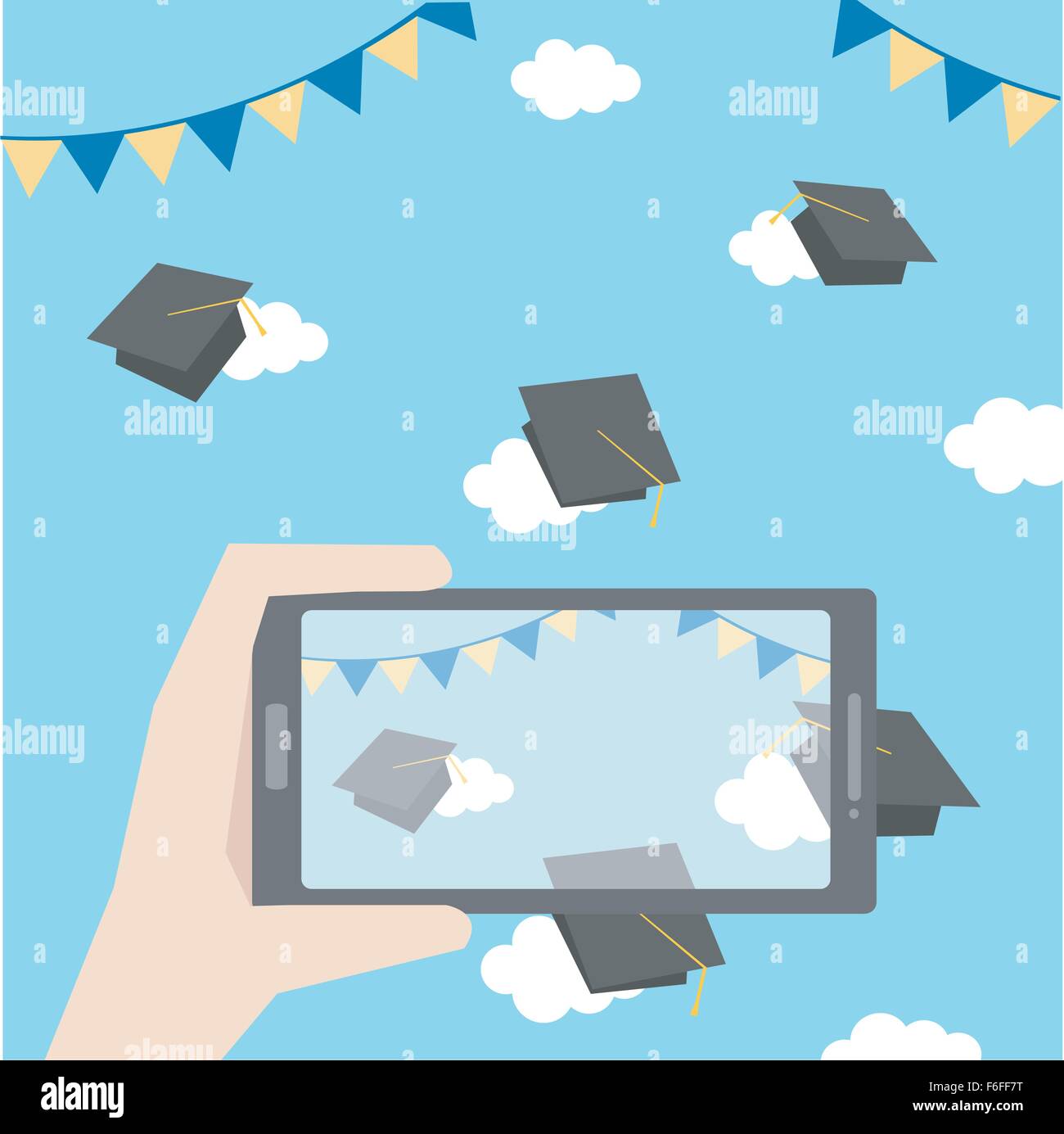 celebrations of graduation with smart phone Stock Vector Image & Art ...