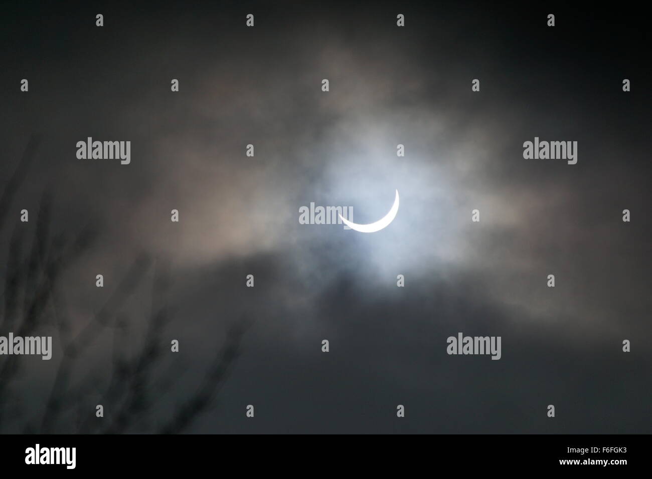 Photograph of the UK solar eclipse on 20 March 2015 taken near Bradford ...