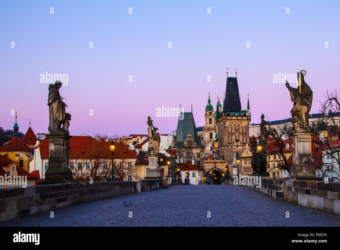 Prague castle charles bridge river scenery landscape hi-res stock ...