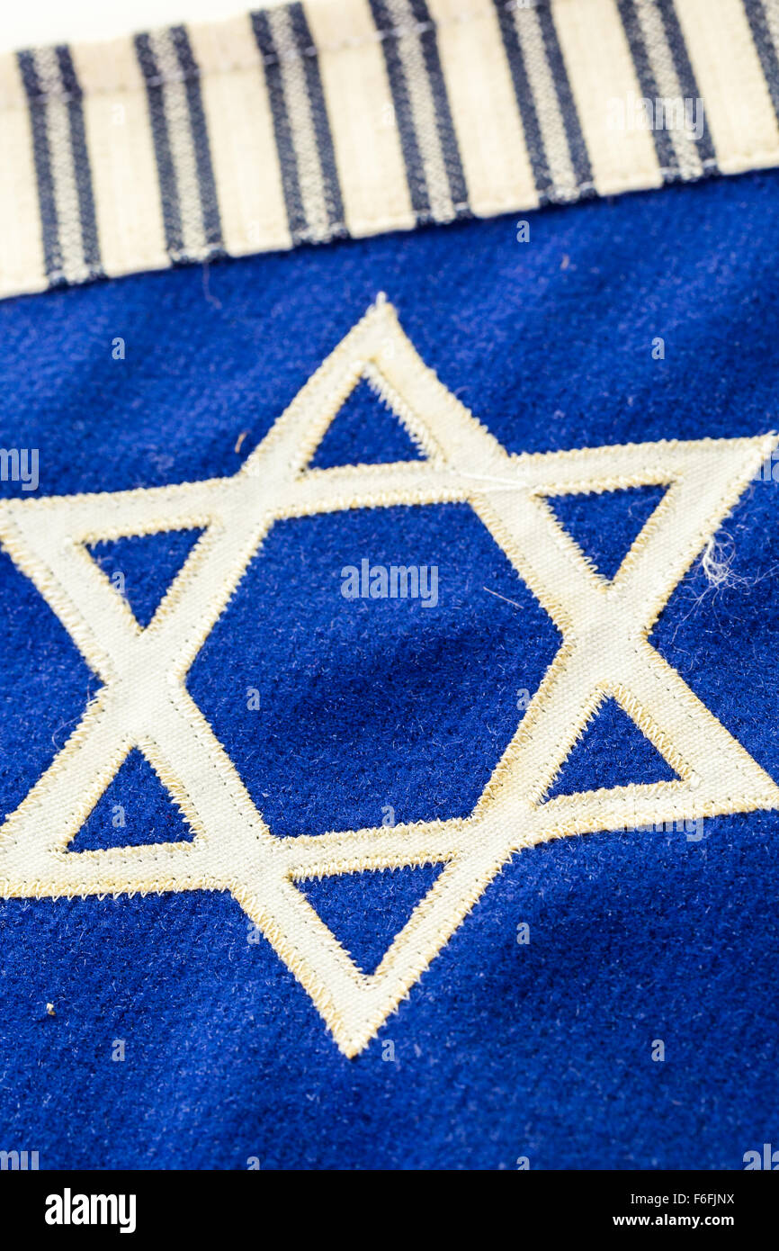 Stitched Star of David on blue banner flag Stock Photo - Alamy