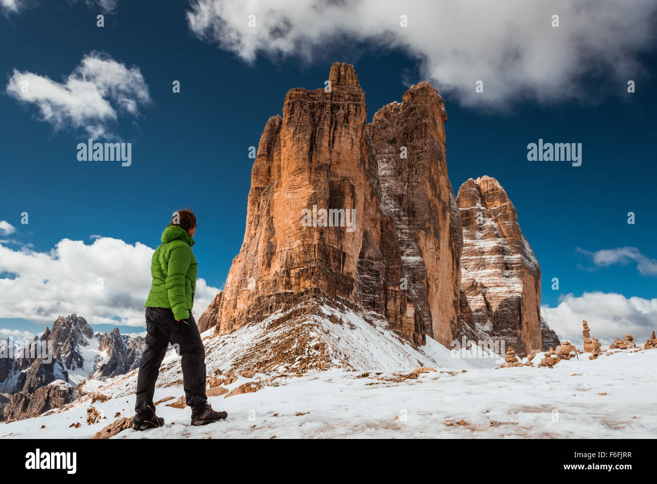 Woman hiker on mountain top Stock Photo - Alamy