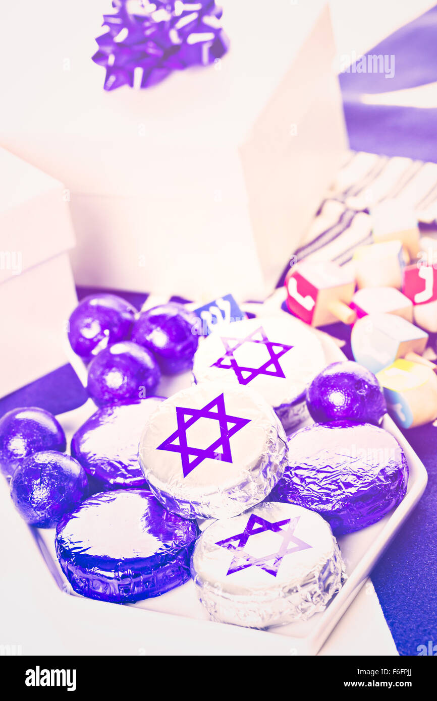 Chocolates with Star of David for Hanukkah Stock Photo - Alamy