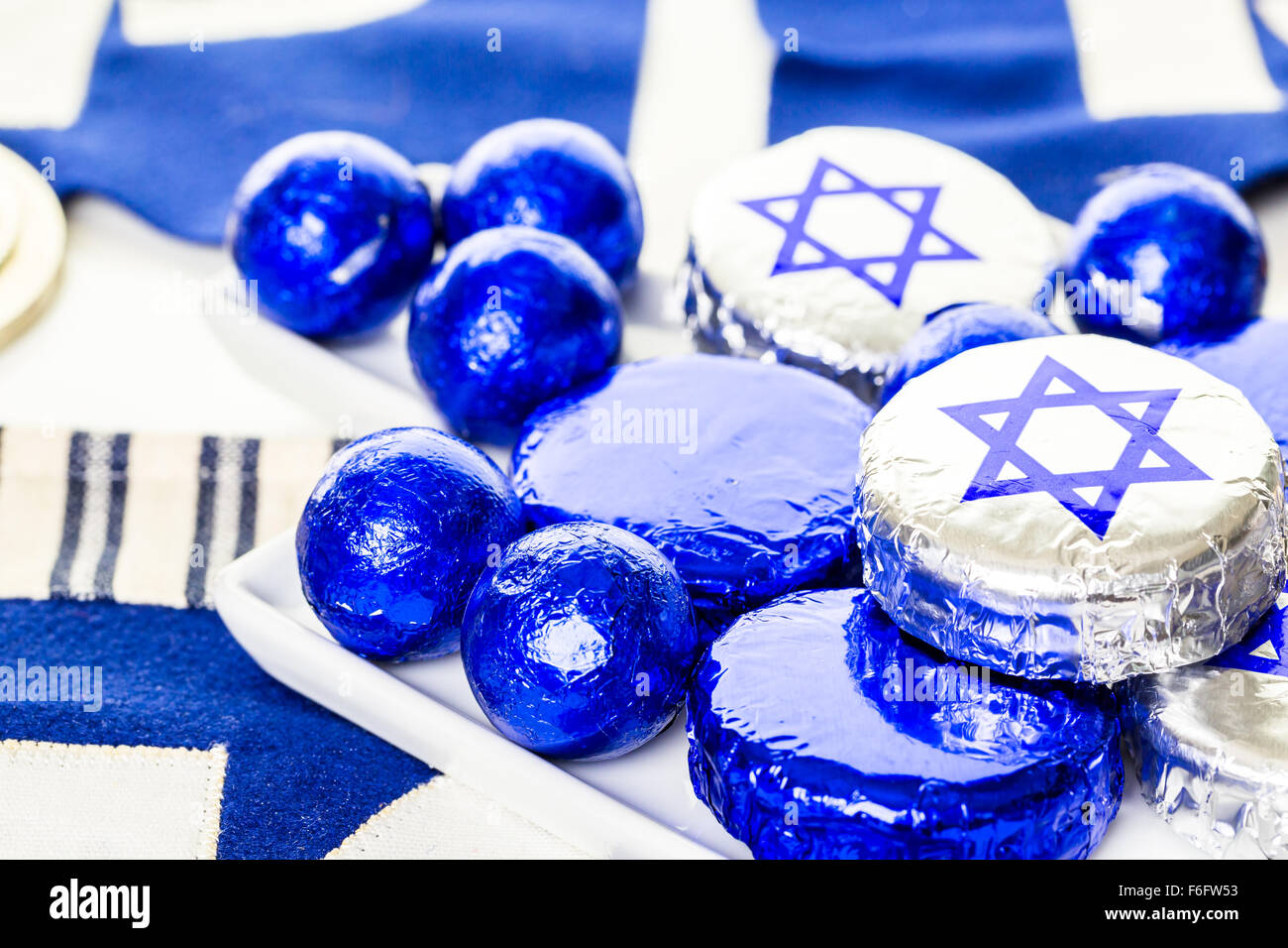 Chocolates with Star of David for Hanukkah Stock Photo - Alamy