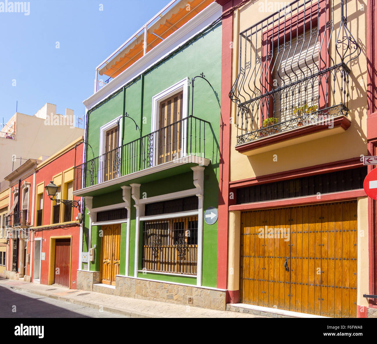 Typical colored houses in Almeria, Spain Stock Photo - Alamy