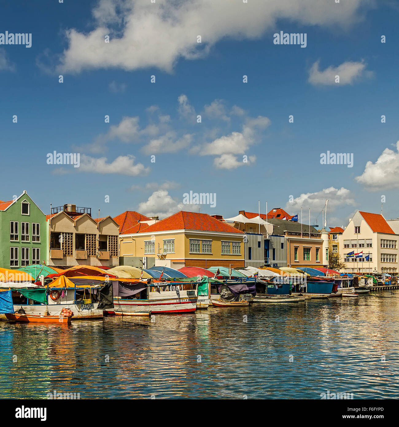 Rear Of Floating Market Curacao Dutch West Indies Stock Photo - Alamy