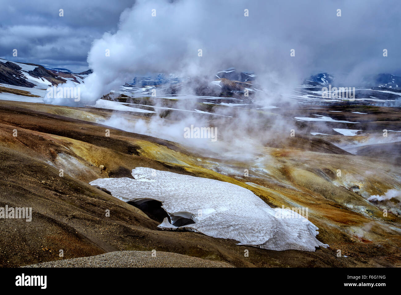 Geothermal areas, Hrafntinnusker, Central Highlands Iceland Stock Photo ...