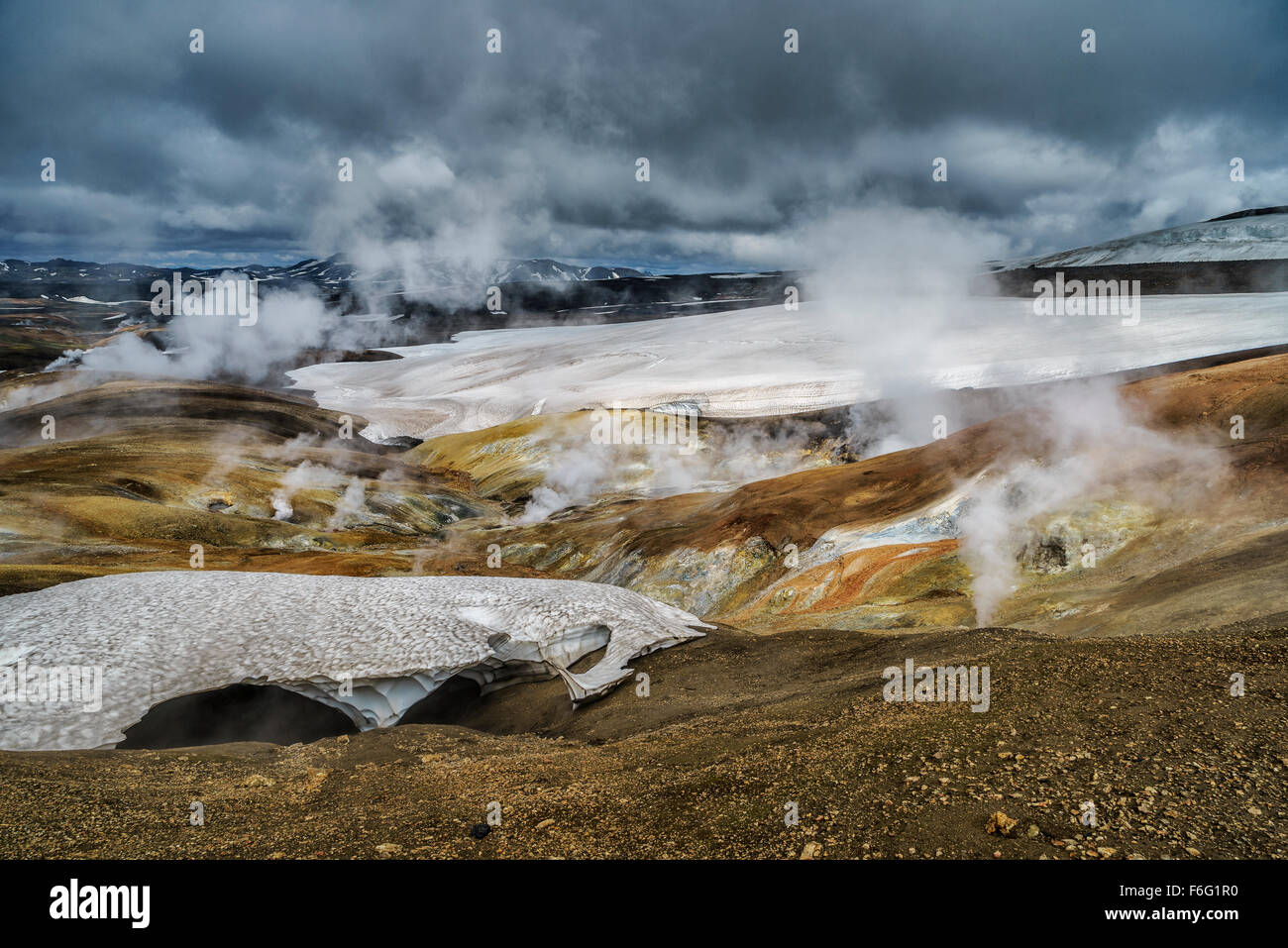 Geothermal areas, Hrafntinnusker, Central Highlands Iceland Stock Photo ...