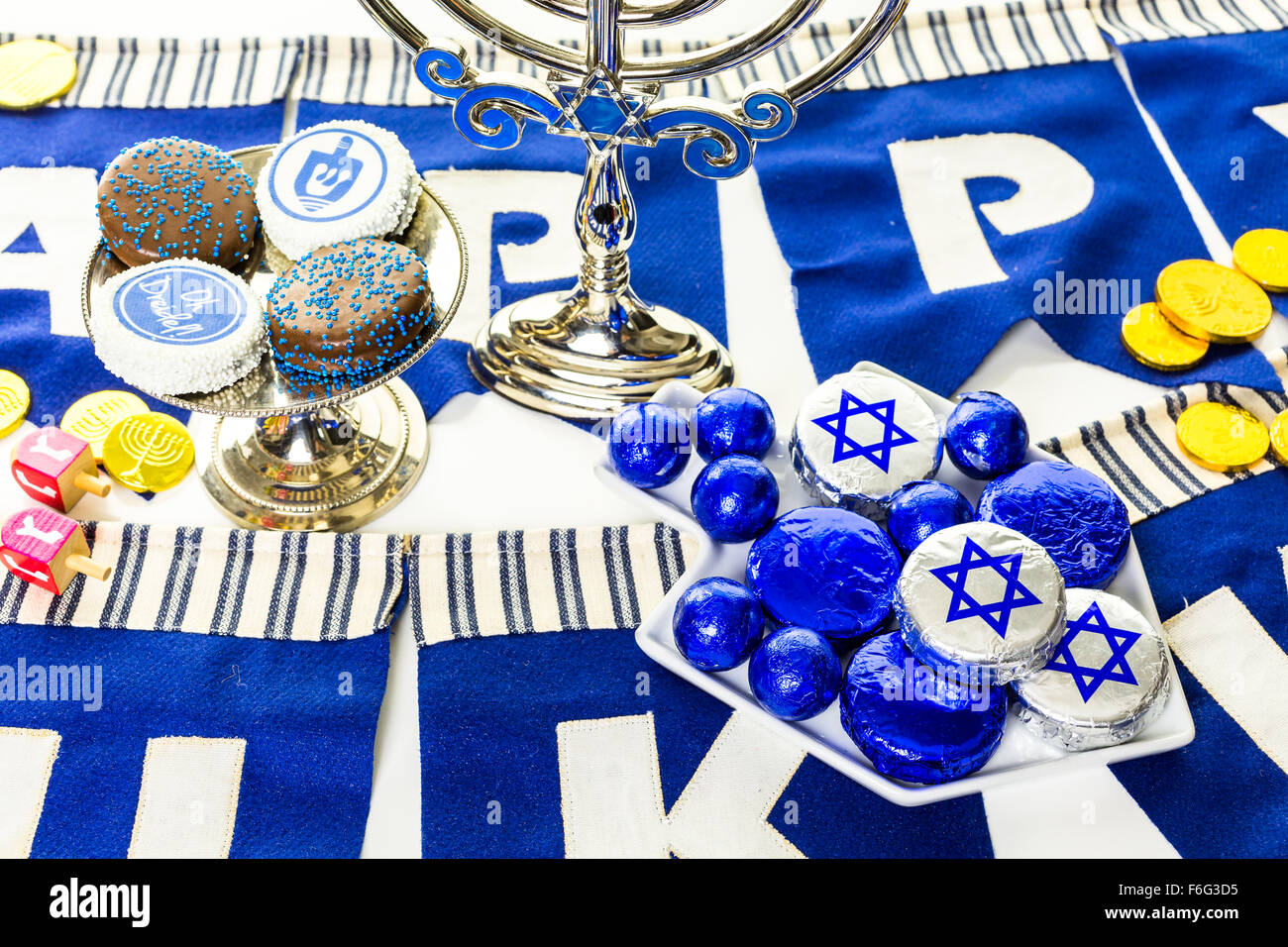 Chocolates with Star of David for Hanukkah Stock Photo - Alamy