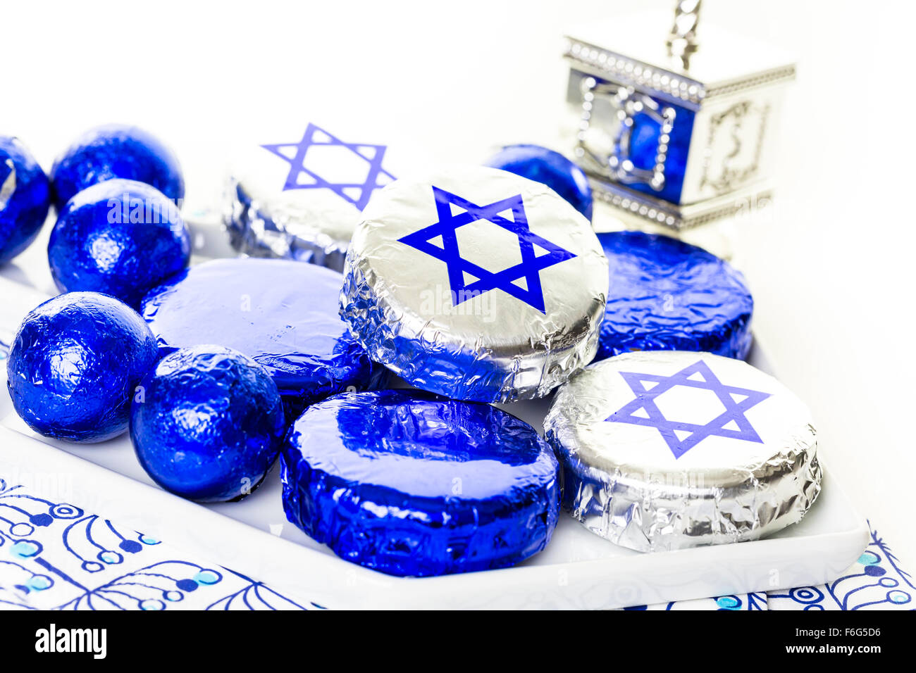 Chocolates with Star of David for Hanukkah Stock Photo - Alamy
