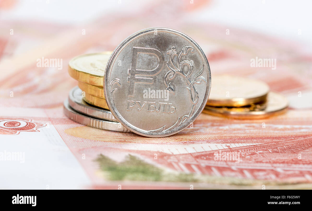 Russian currency, rouble: banknotes and coins close up Stock Photo - Alamy