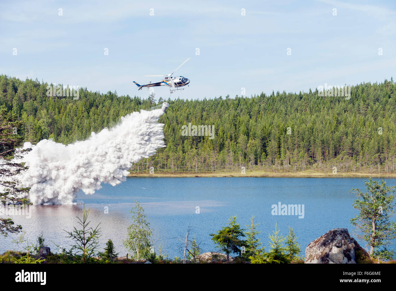 Liming a lake Stock Photo - Alamy