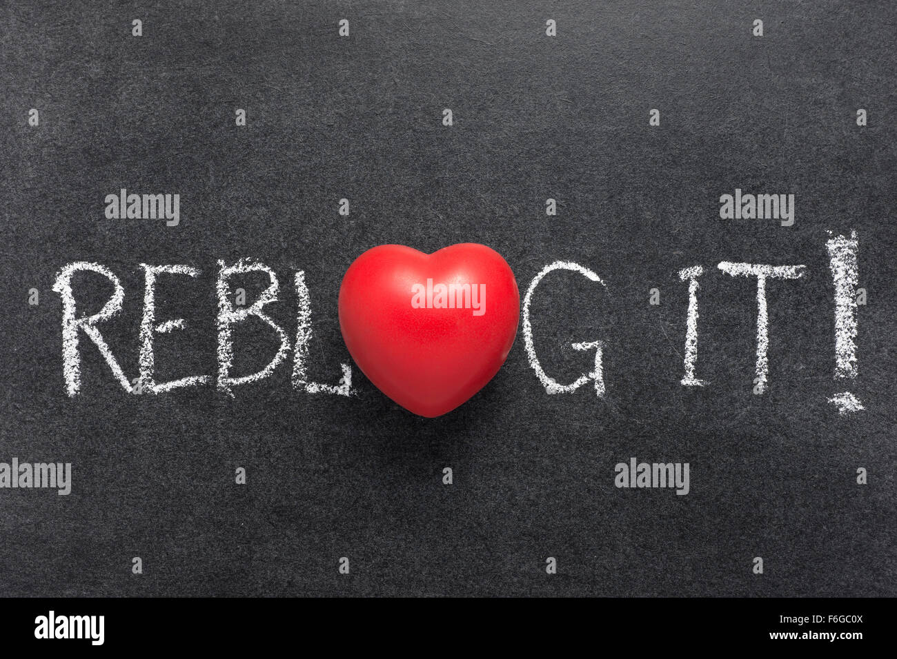 reblog it exclamation handwritten on chalkboard with heart symbol ...