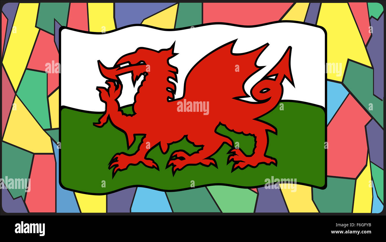 A Welsh flag on a stained glass window design Stock Photo - Alamy