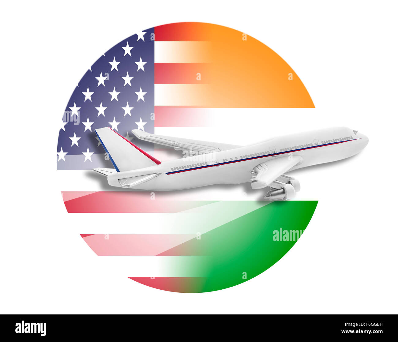 Plane, United States and India flags Stock Photo - Alamy