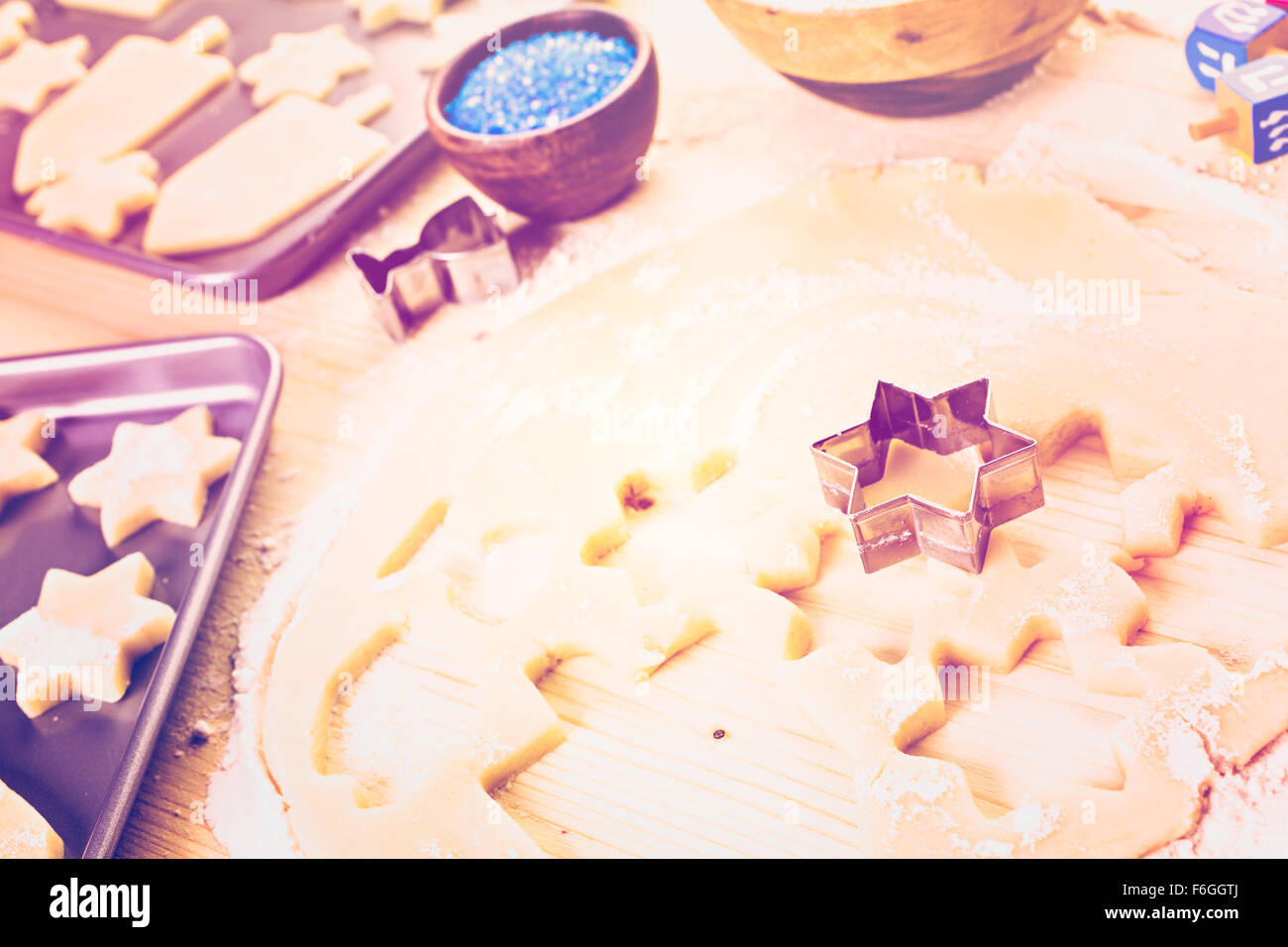 Baking sugar cookies for Hanukkah Stock Photo - Alamy