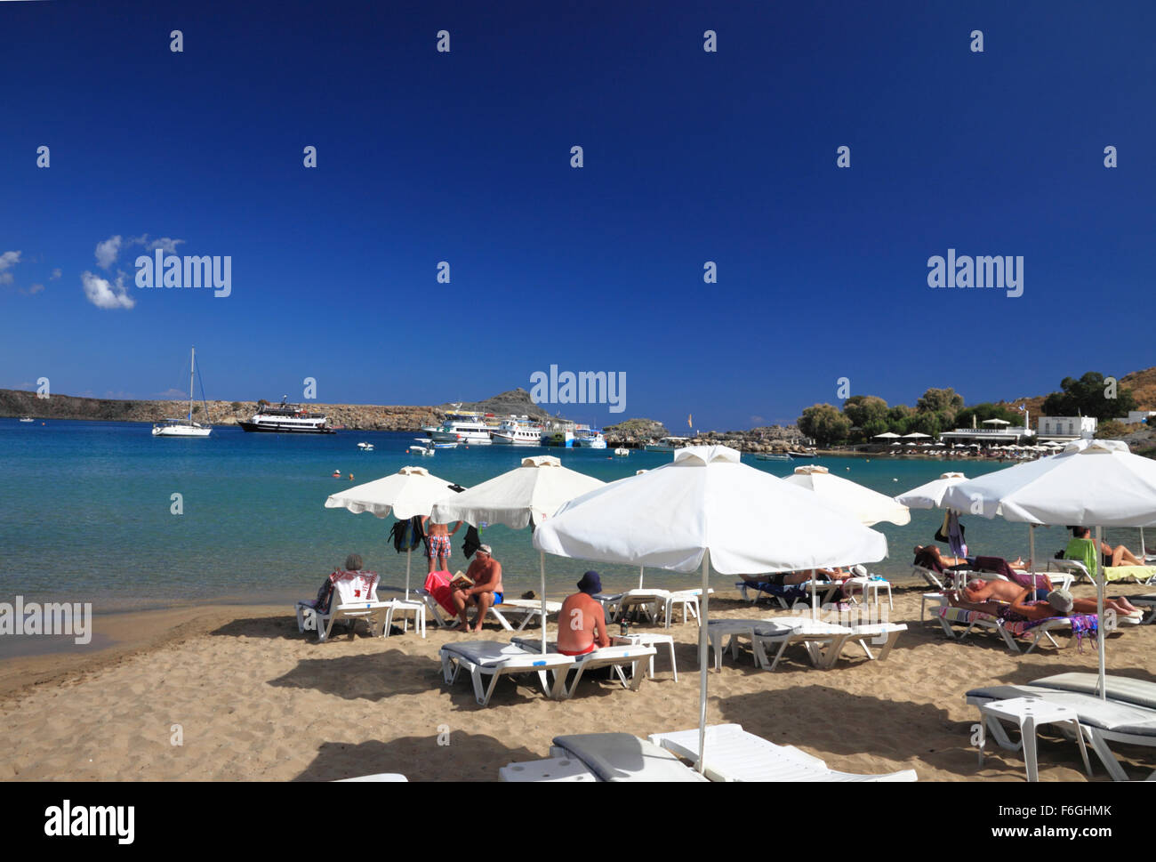 Lindos Beach, Rhodes, Greece Stock Photo - Alamy