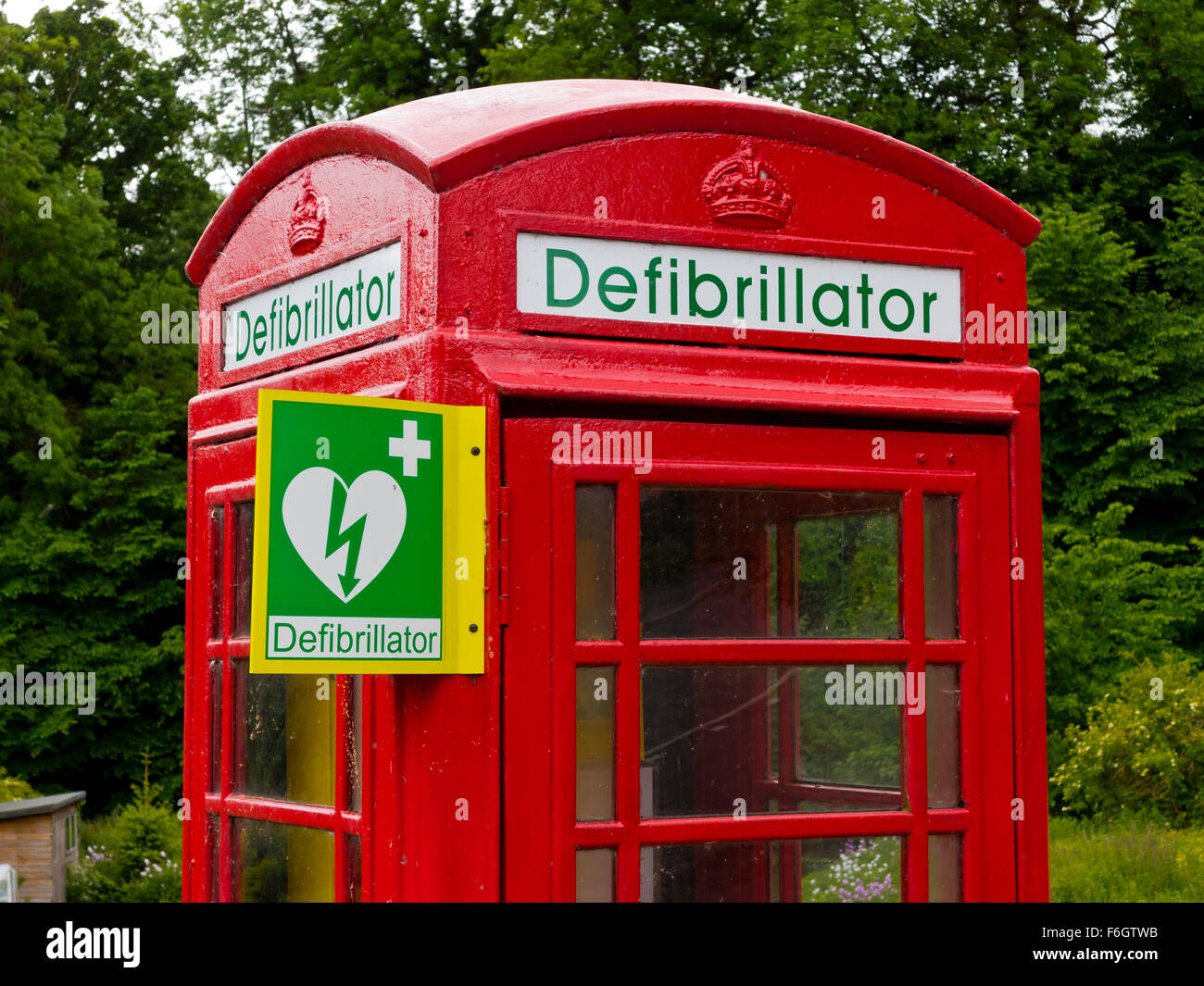 Defibrillator Emergency Life Saving Equipment installed in old red ...